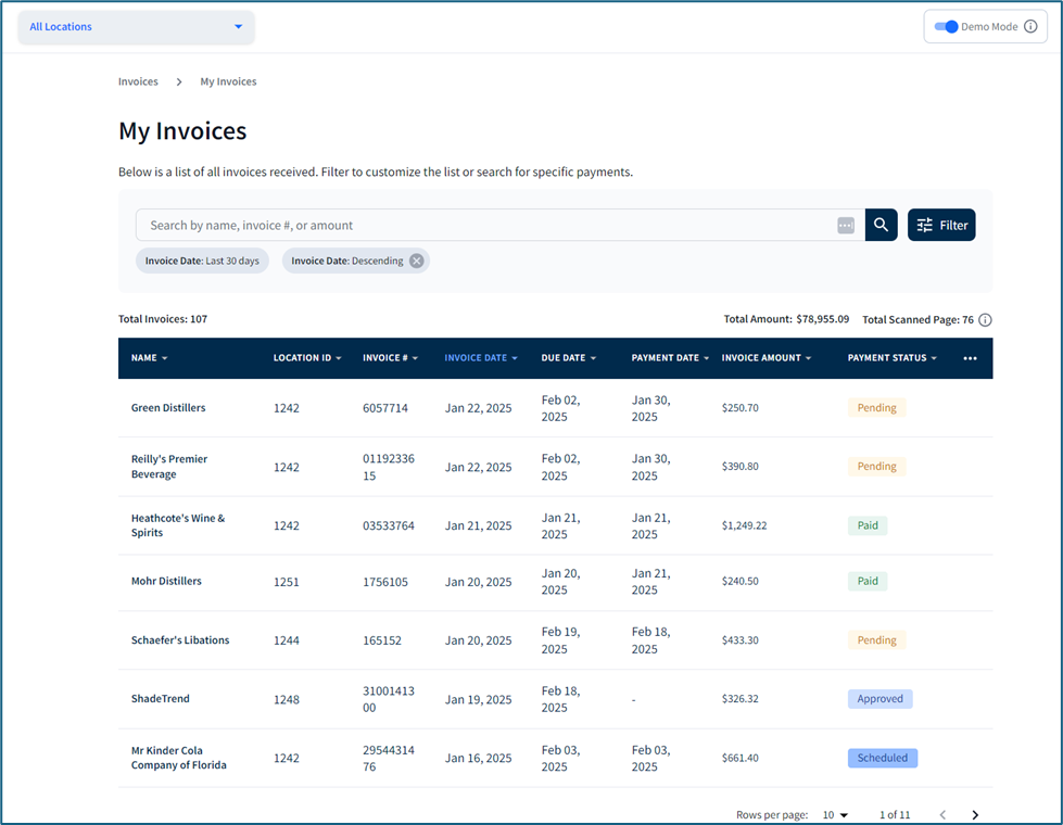 How do I see all of my invoices?