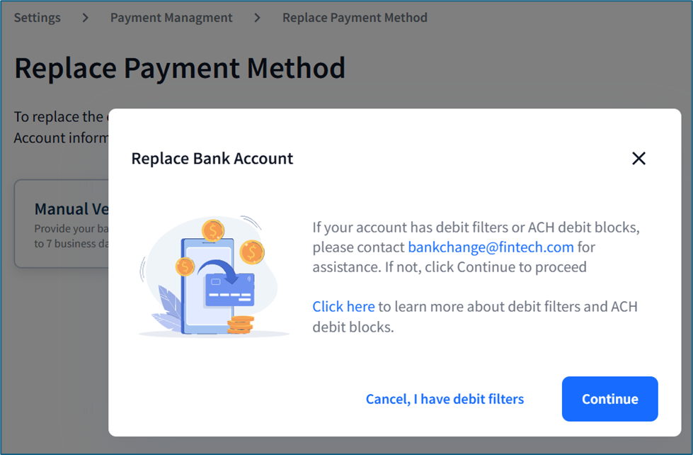 How do I update or add a Bank Account?